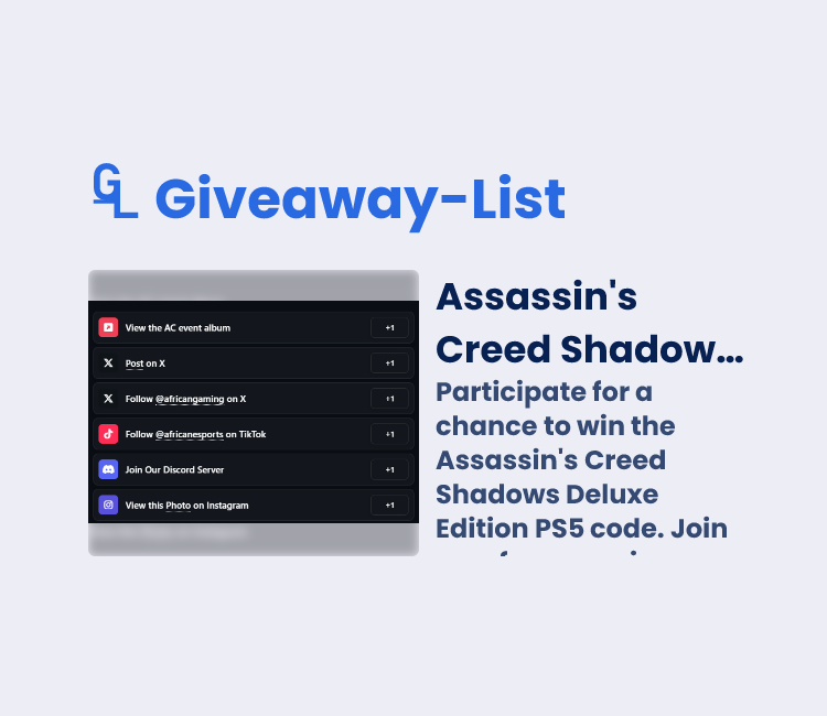 Assassin's Creed Shadows Deluxe Edition PS5 code - Gleam Giveaway