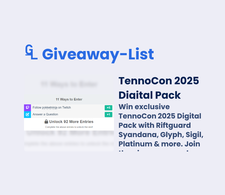 TennoCon 2025 Digital Pack - Gleam Giveaway