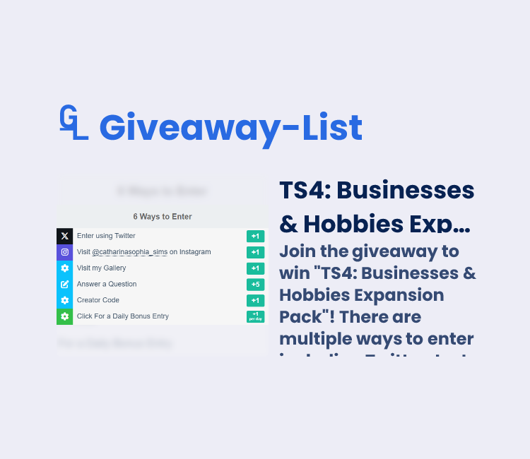 TS4: Businesses & Hobbies Expansion Pack Giveaway - Gleam