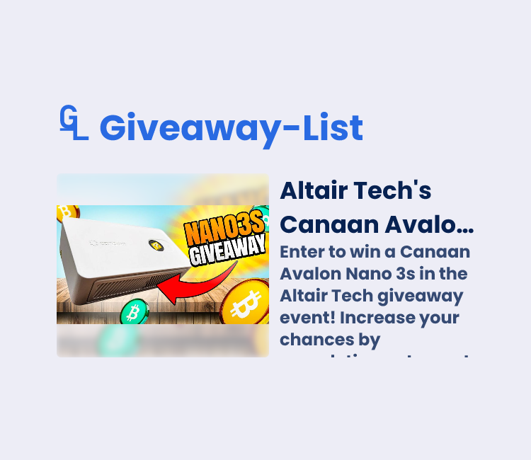Altair Tech's Canaan Avalon Nano 3s Giveaway Event - Gleam