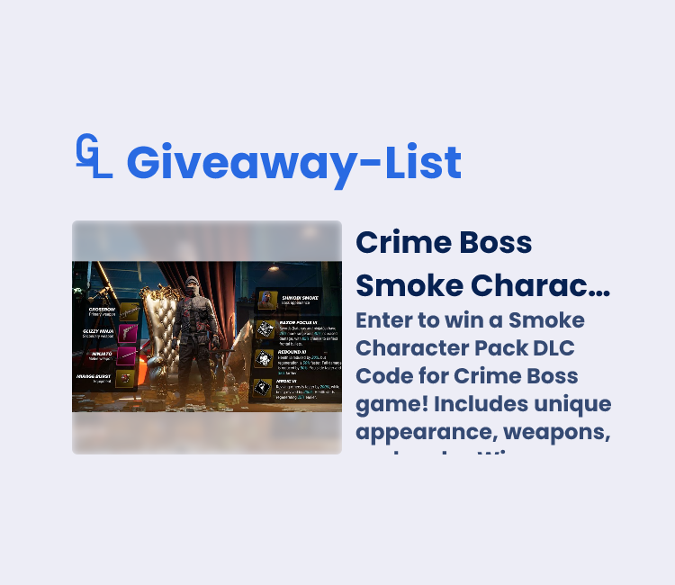 Crime Boss Smoke Character Pack DLC Code Giveaway - Gleam