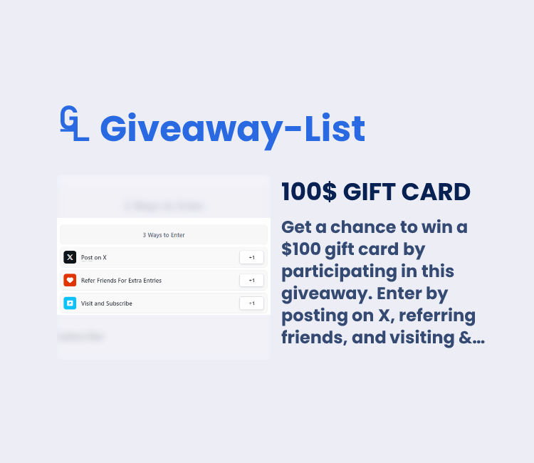 100$ GIFT CARD - Gleam Giveaway