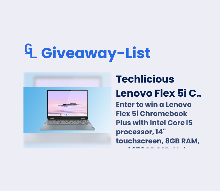Techlicious Lenovo Flex 5i Chromebook Plus Giveaway - Gleam