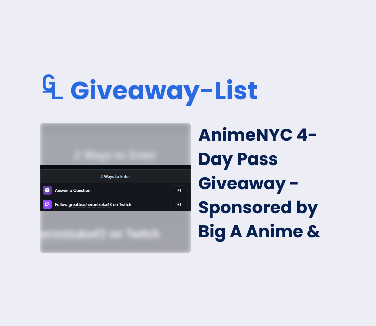 AnimeNYC 4-Day Pass Giveaway - Sponsored by Big A Anime & ESR Gaming ...