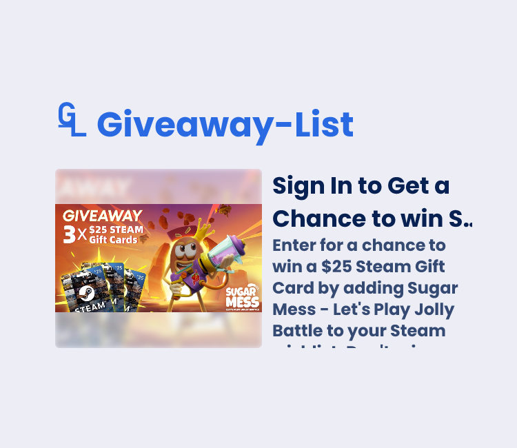 Sign In to Get a Chance to win Steam Gift Card! - Gleam Giveaway