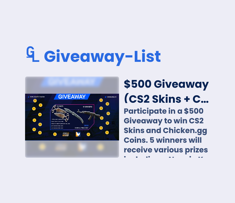 $500 Giveaway (CS2 Skins + Chicken.gg Coins) - Gleam