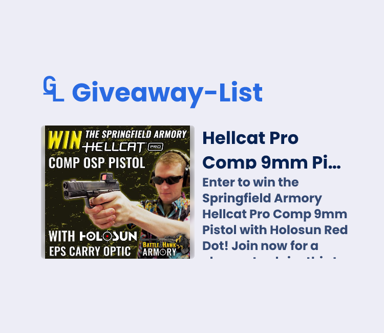 Hellcat Pro Comp 9mm Pistol w/ Holosun Red Dot Sweepstakes - Gleam Giveaway