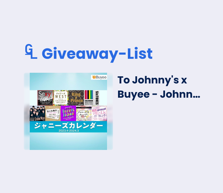 To Johnny's x Buyee - Johnny's Calendar Giveaway - Gleam