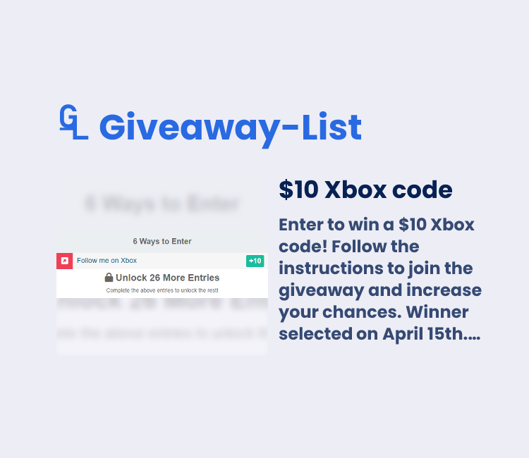 $10 Xbox code - Gleam Giveaway