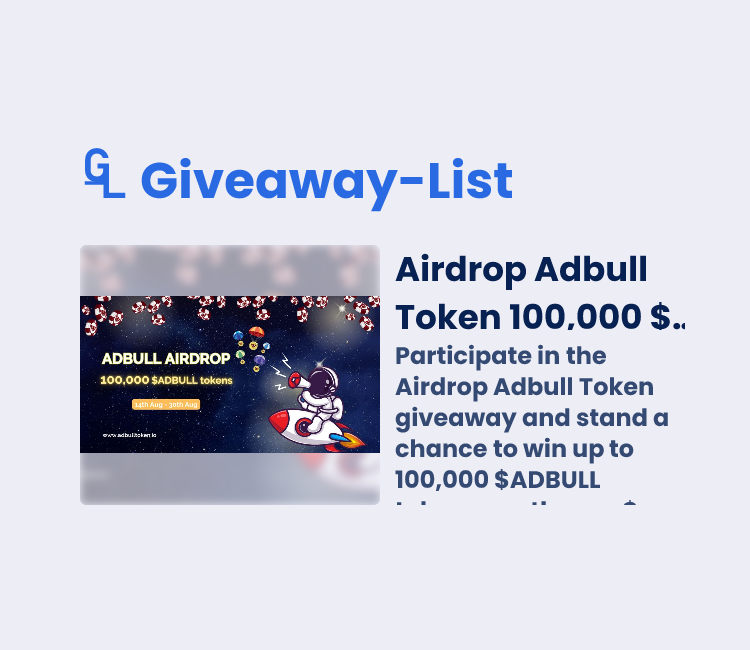 Airdrop Adbull Token 100,000 $ADBULL worth over $2,000 - Gleam Giveaway