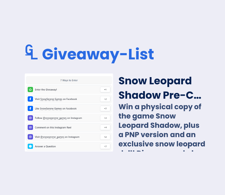 💙 Snow Leopard Shadow “Pre-Campaign” Giveaway - Gleam