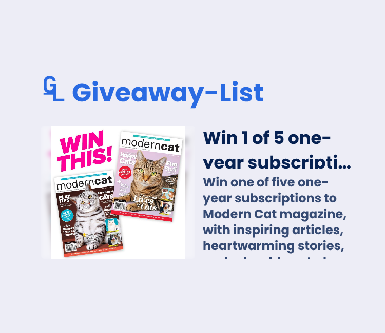 Win 1 of 5 one-year subscriptions to Modern Cat magazine! - Gleam Giveaway