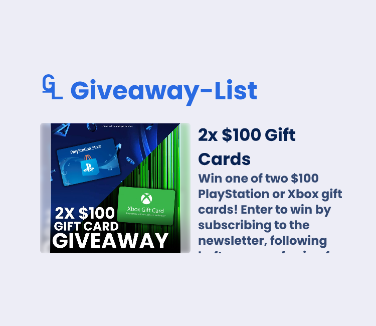 2x $100 Gift Cards - Gleam Giveaway
