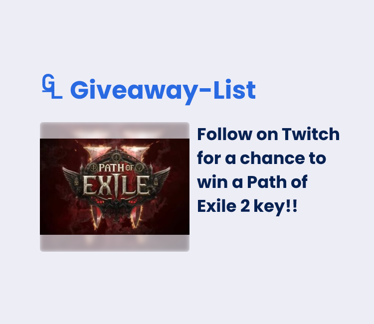Follow on Twitch for a chance to win a Path of Exile 2 key!! - Gleam ...