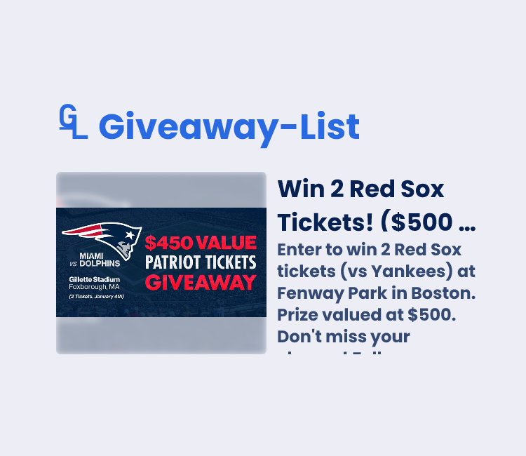 Win 2 Patriot Tickets! ($450 Value) - Gleam Giveaway