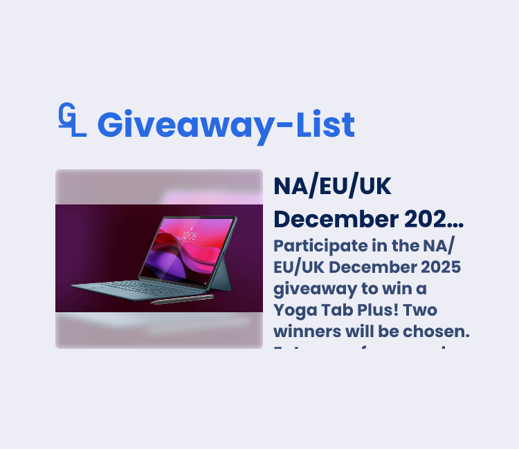 NA/EU/UK December 2025 Giveaway - Yoga Tab Plus - Gleam