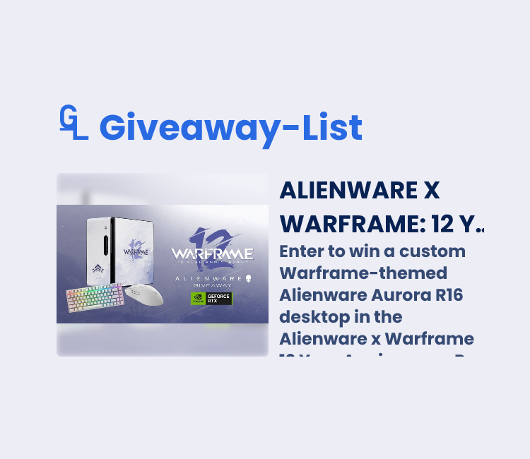 ALIENWARE X WARFRAME: 12 YEAR ANNIVERSARY PC GIVEAWAY - Gleam Giveaway