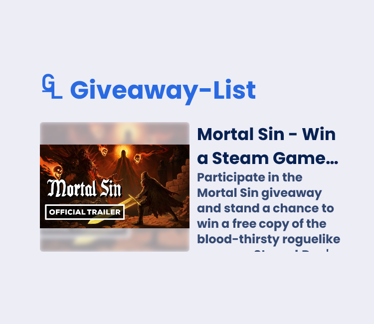 🧡 Mortal Sin - Win a Steam Game Copy (x10) - Gleam Giveaway