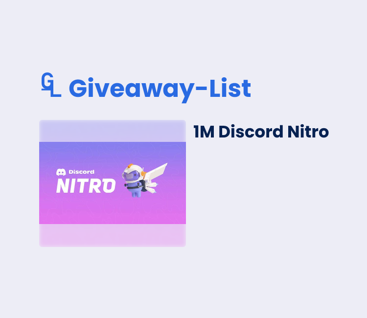 1M Discord Nitro - Gleam Giveaway
