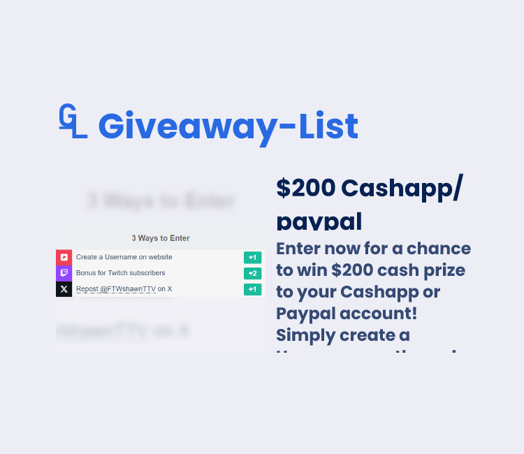 $200 Cashapp/paypal - Gleam Giveaway