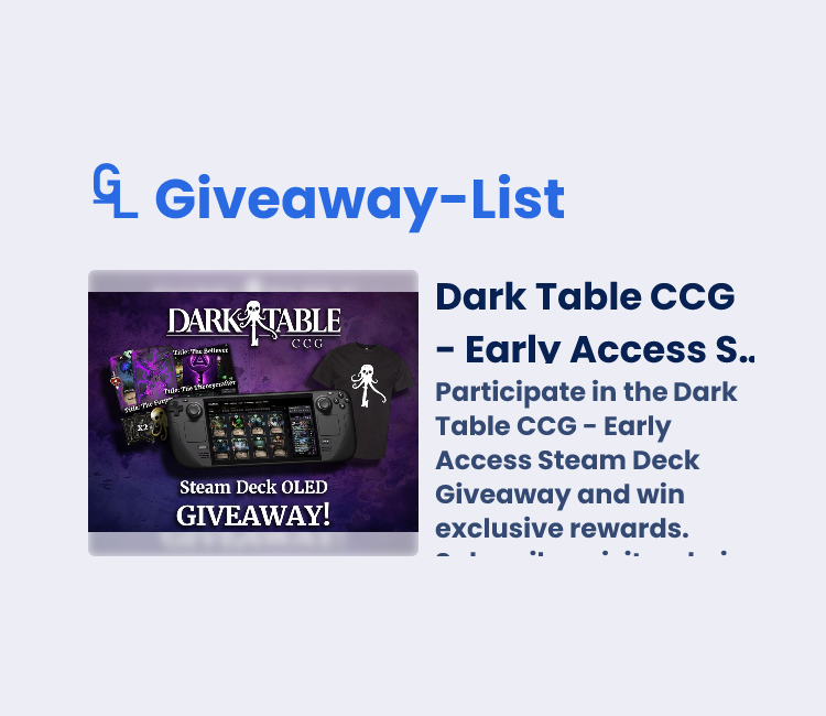 Dark Table CCG - Early Access Steam Deck Giveaway - Gleam