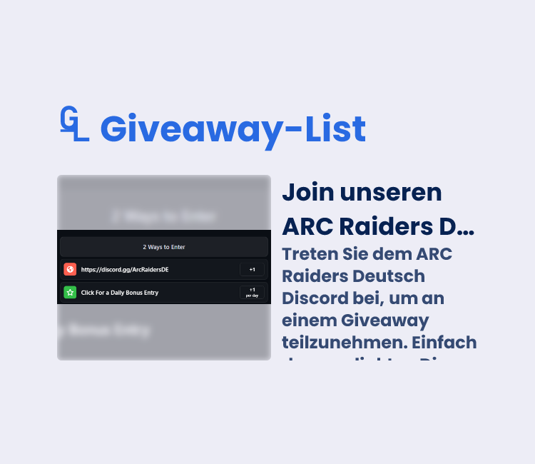Join unseren ARC Raiders Deutsch Discord (DE) - Gleam Giveaway