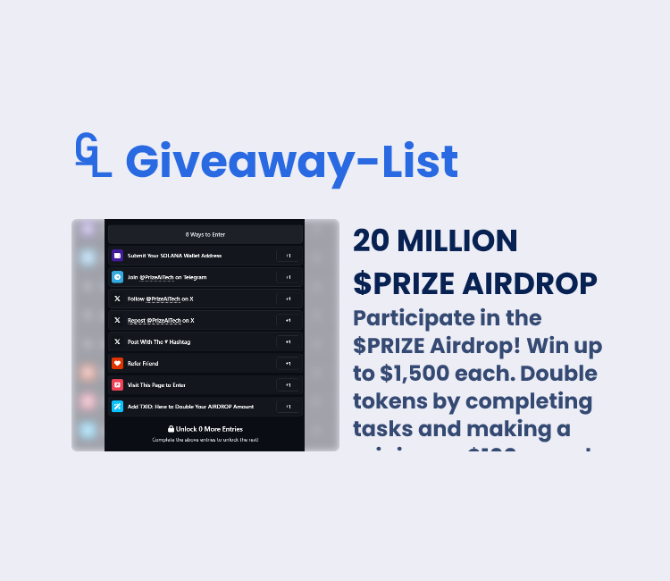 20 MILLION $PRIZE AIRDROP - Gleam Giveaway