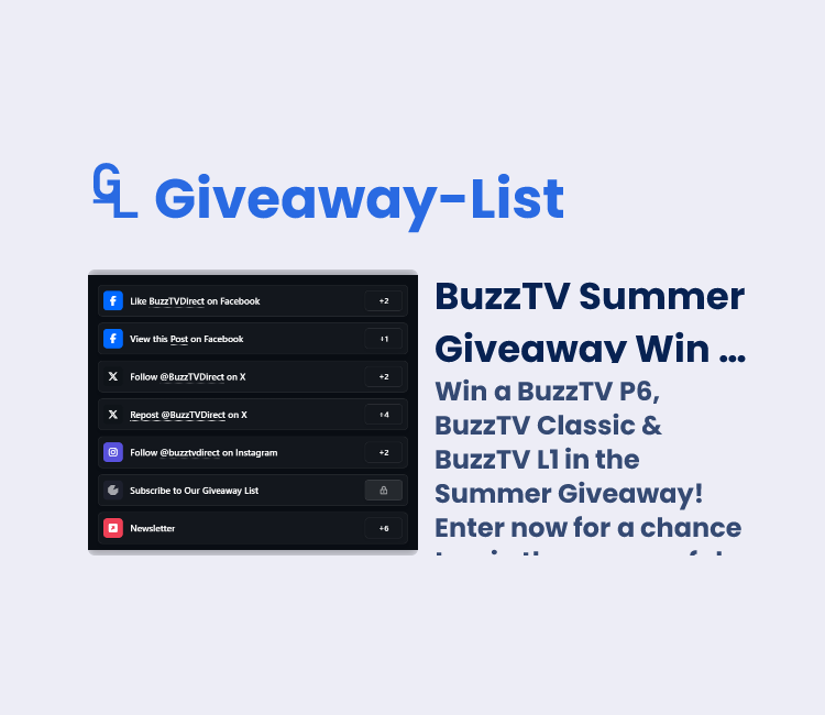 BuzzTV Summer Giveaway – Win a P6 Streaming Powerhouse! - Gleam