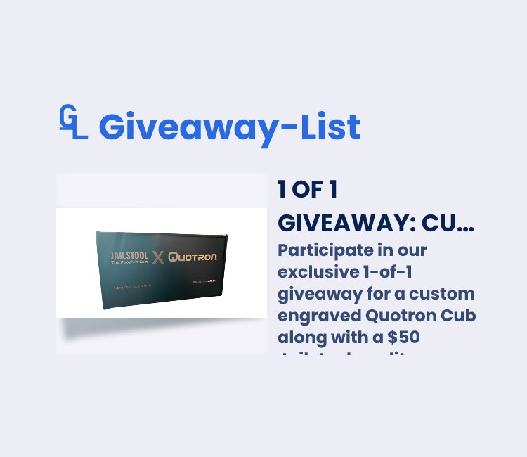 1 OF 1 GIVEAWAY: 🚨 CUSTOM ENGRAVED QUOTRON CUB x JAILSTOOL 🚨 - Kingsumo ...