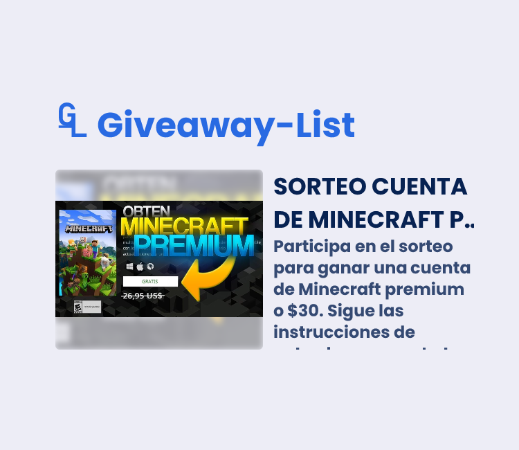 SORTEO CUENTA DE MINECRAFT PREMIUM O LOS 30 DOLARES - Kingsumo Giveaway