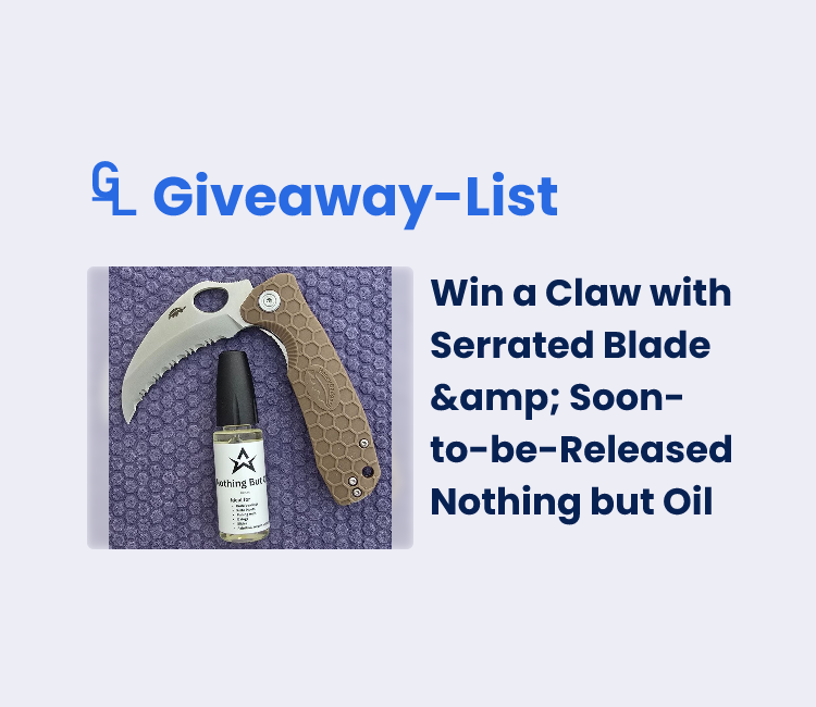 Win a Claw with Serrated Blade & Soon-to-be-Released Nothing but Oil by ...