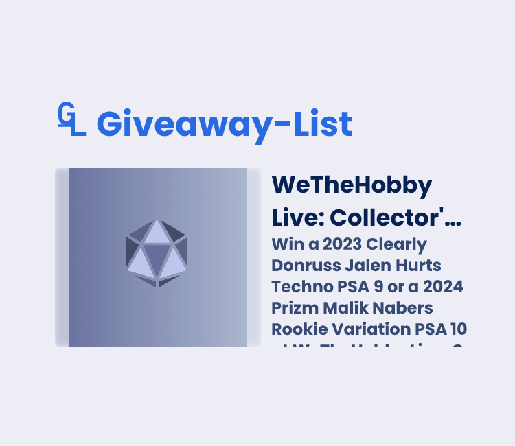 WeTheHobby Live: Collector's Night Sweepstakes (Week 6) - ViralSweep ...