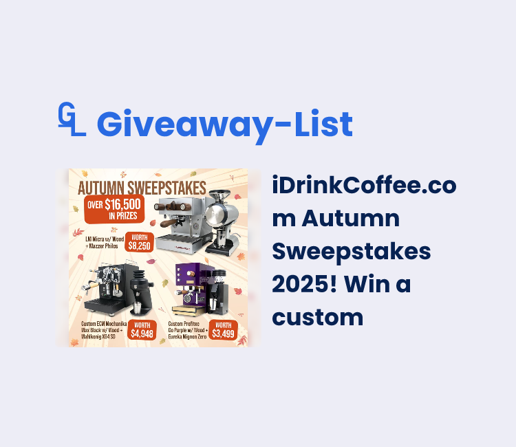 iDrinkCoffee.com Autumn Sweepstakes 2025! Win a custom espresso machine ...